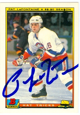 Pat LaFontaine autographed Hockey Card (New York Islanders) 1990 Bowman #9