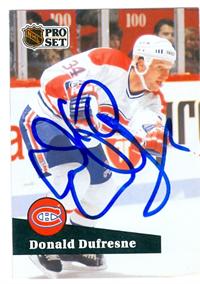 Donald Dufresne autographed Hockey Card (Montreal Canadiens) 1991 Pro Set #418
